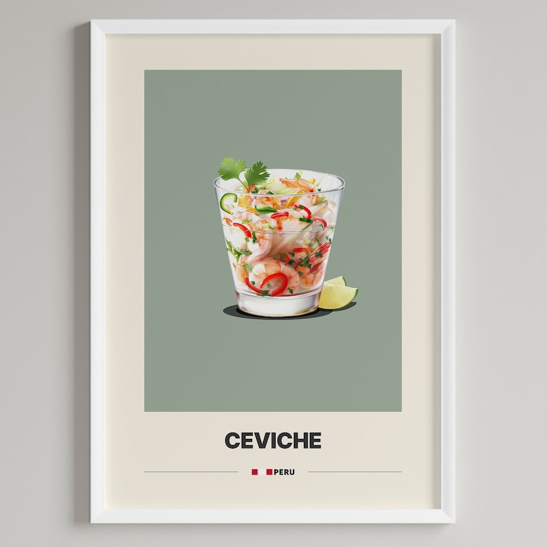 Ceviche Poster | Peruvian Food | Minimalist Cafe Art Deco | Printable ...
