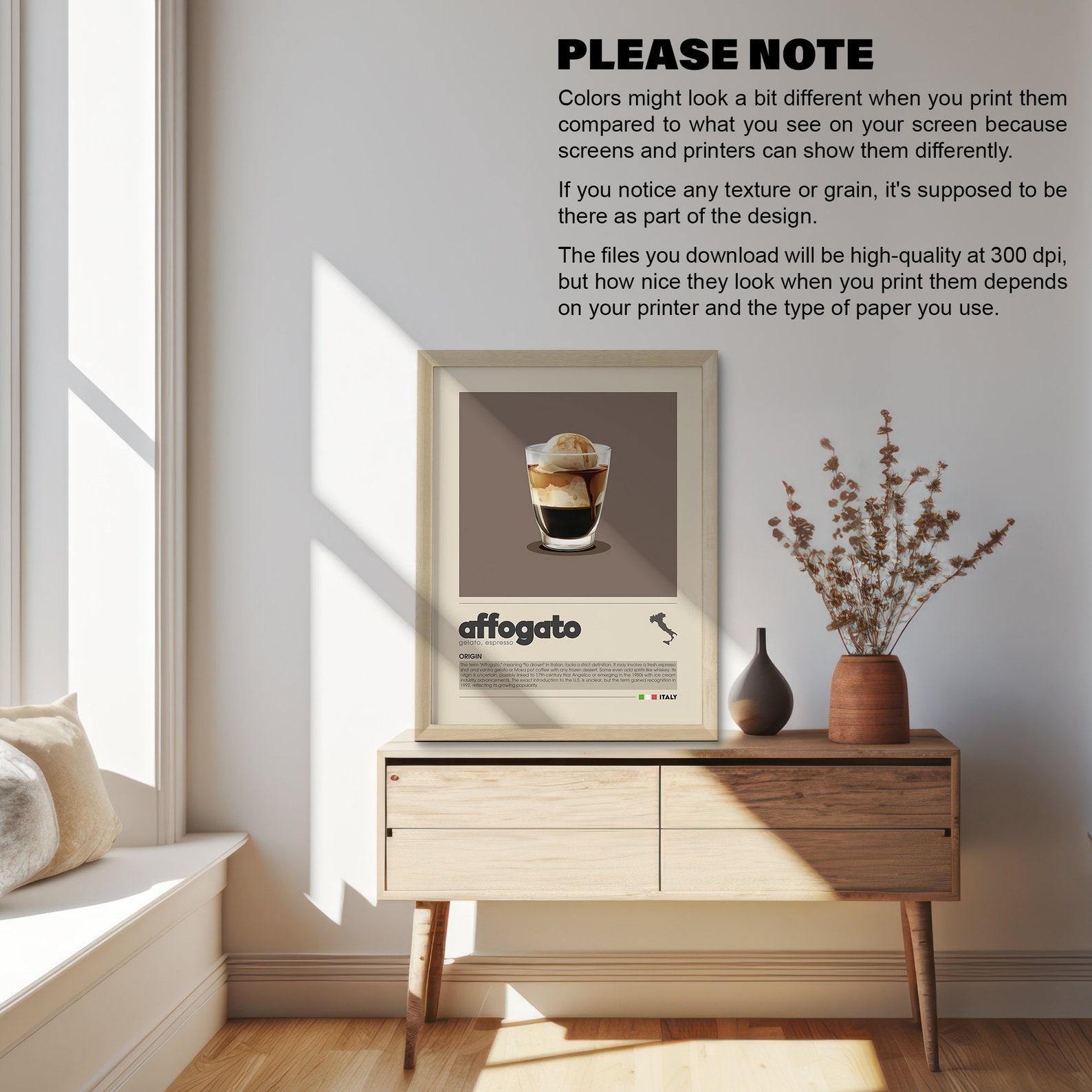 Affogato Poster | Minimalist Italian Dessert Art Deco | Kitchen, Cafe ...