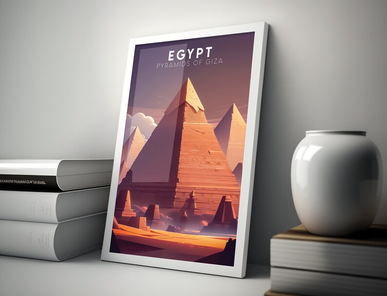 Egypt Travel Poster, Pyramids of Giza Art Print, Home Decor Wall Art ...