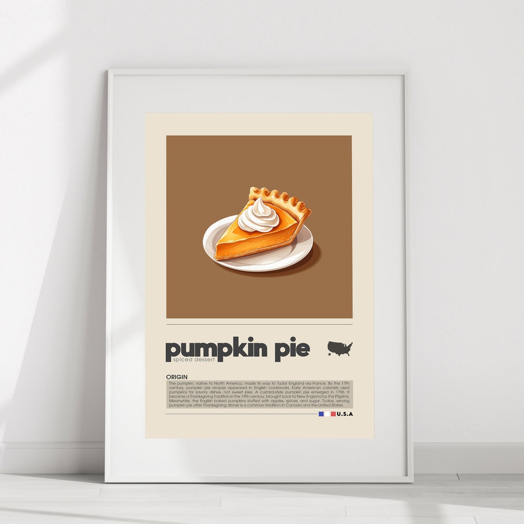 Pumpkin Pie Poster Minimalist American Dessert Art Deco - Etsy