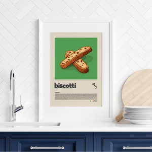 Biscotti Poster | Minimalist Italian Dessert Art Deco | Kitchen, Cafe ...