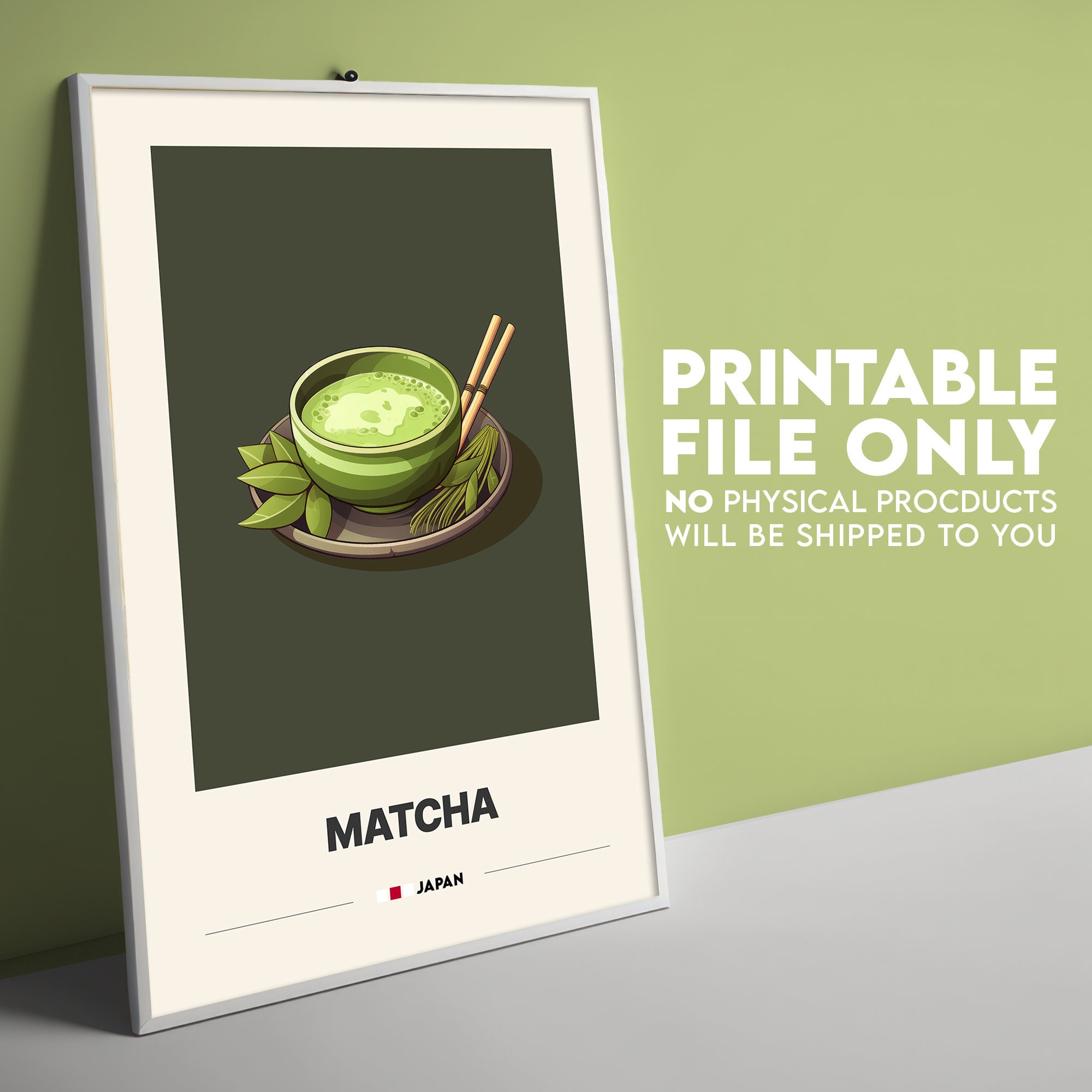 Match Tea Poster | Japanese Tea | Minimalist Cafe Decor | Printable ...