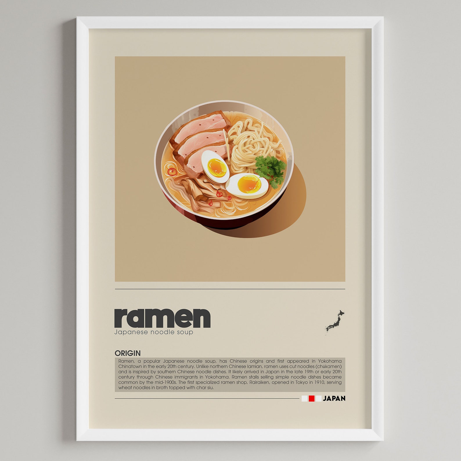 Ramen Poster | Minimalist Japanese Food Art | Kitchen Decor ...