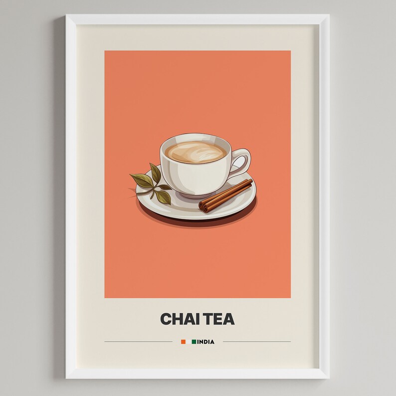 Chai Tea Poster | India Tea | Minimalist Cafe Decor | Printable Digital ...