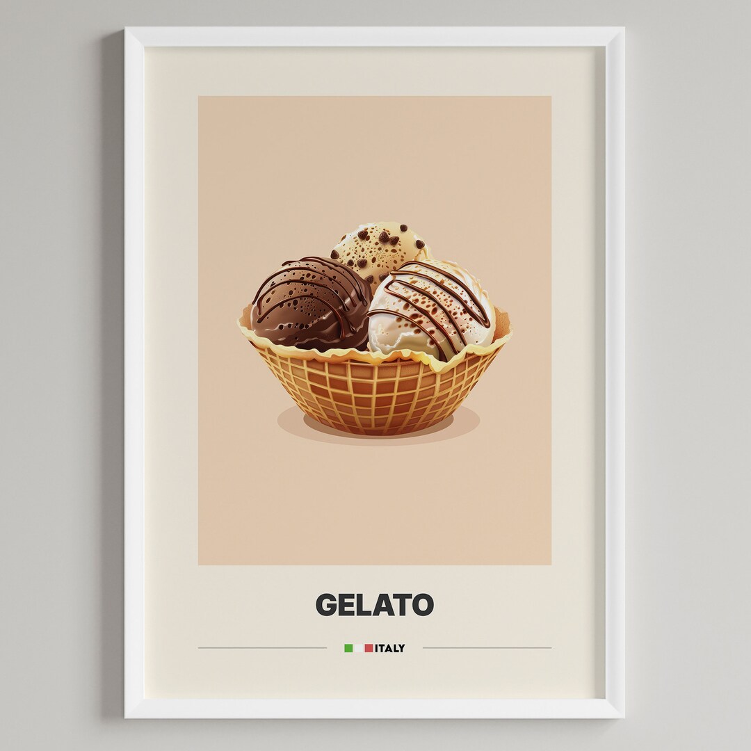 Gelato Poster | Italian Dessert | Minimalist Cafe Decor | Printable ...
