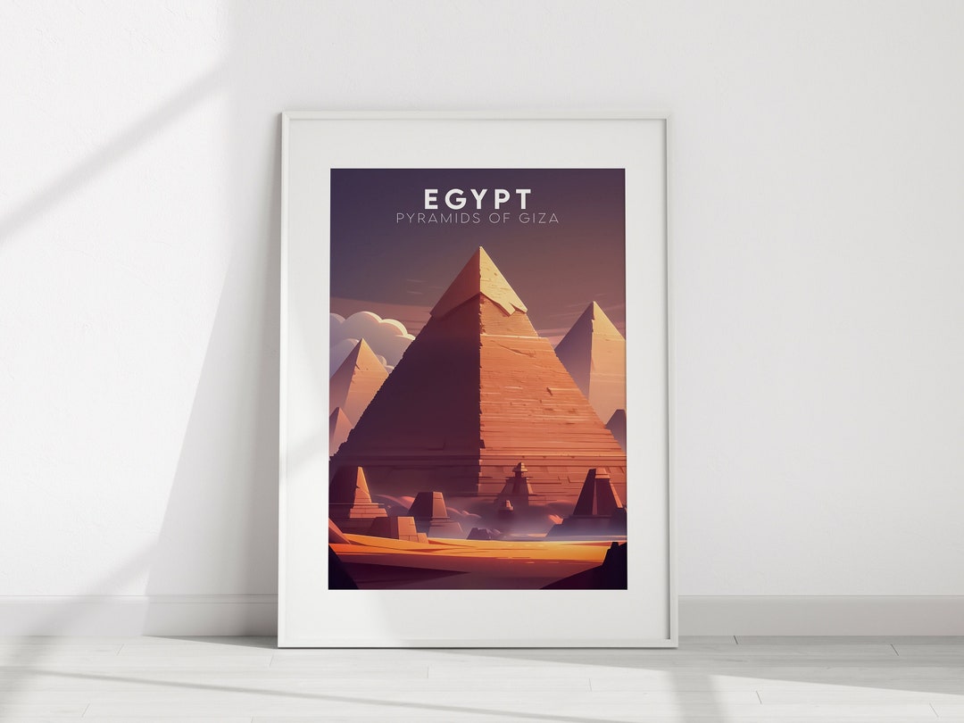 Egypt Travel Poster, Pyramids of Giza Art Print, Home Decor Wall Art ...