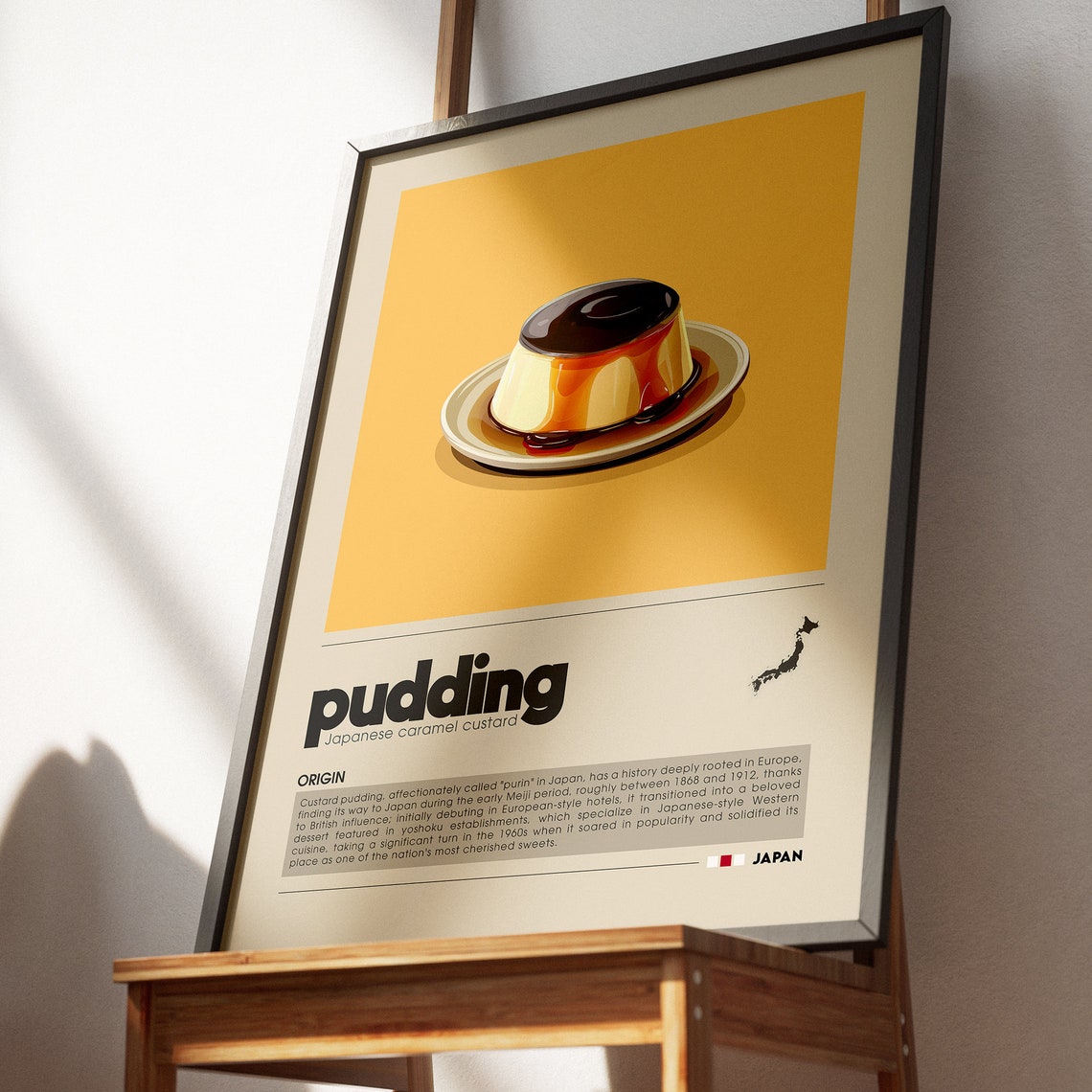 Pudding Poster Minimalist Japanese Dessert Art Deco Kitchen, Cafe ...