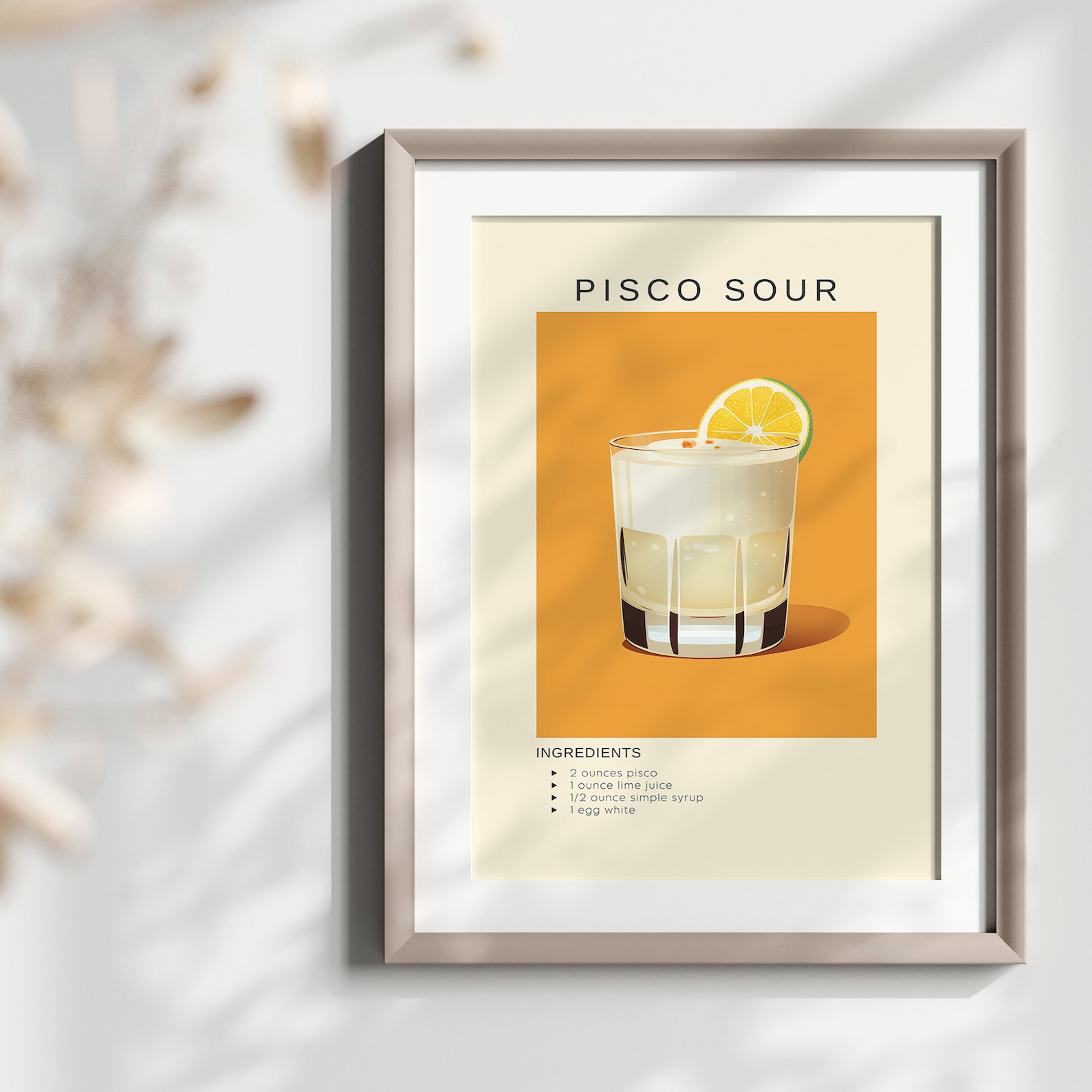 Pisco Sour Cocktail Print | Bar Cart Wall Decor | Alcohol Poster ...