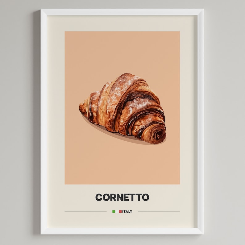 Cornetto Poster | Italian Dessert | Minimalist Cafe Decor | Printable ...