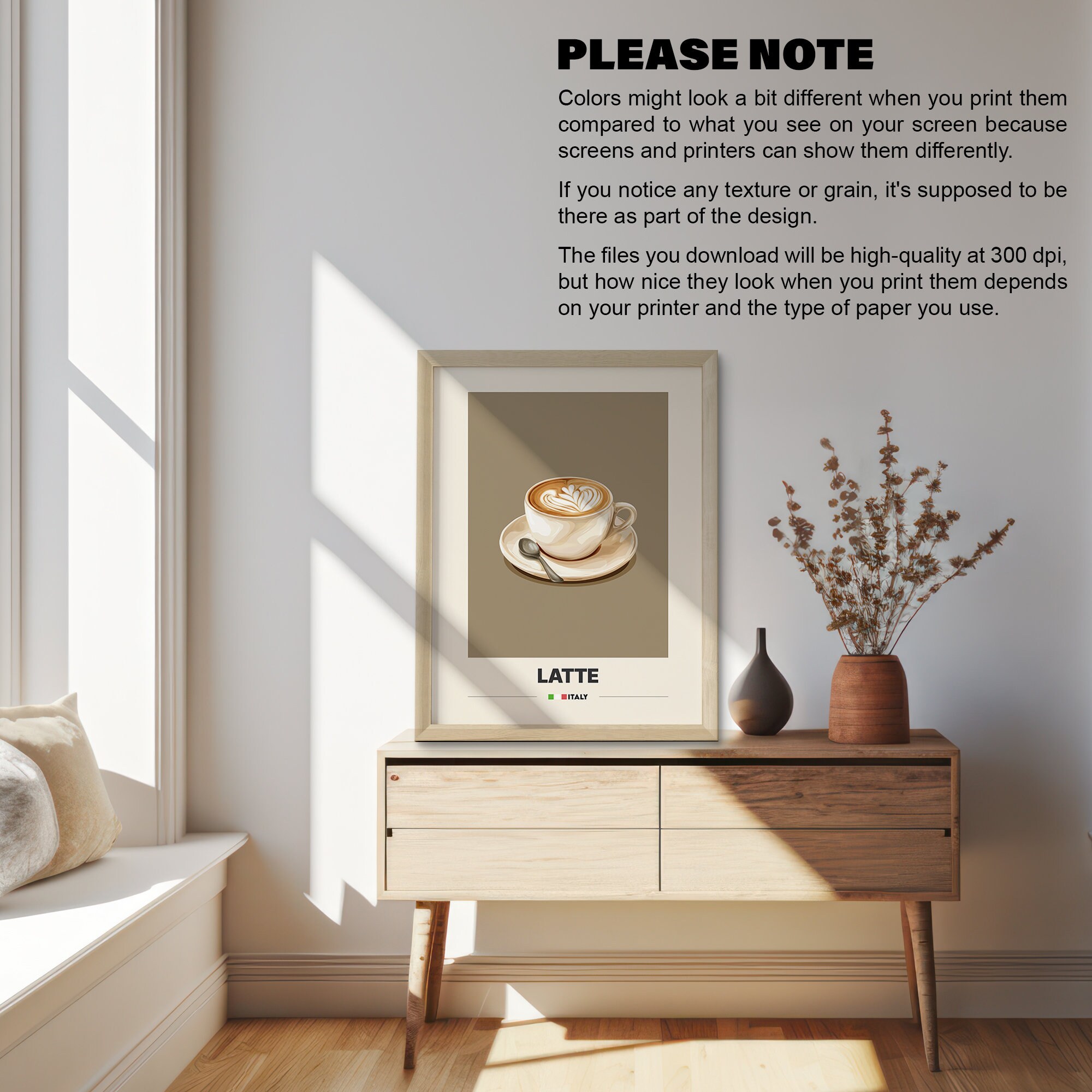Latte Poster | Italian Coffee | Minimalist Room Decor | Printable ...