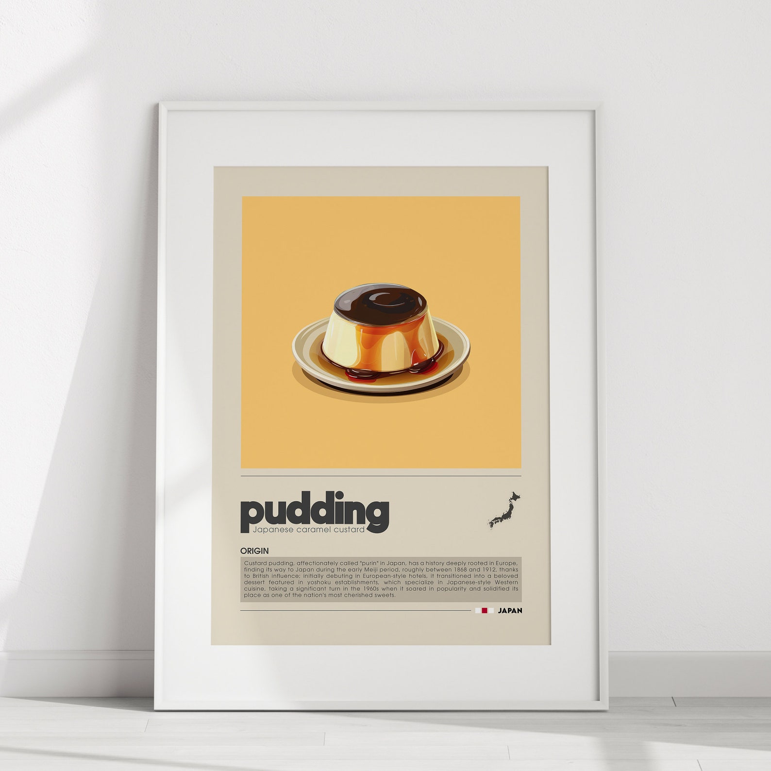 Pudding Poster Minimalist Japanese Dessert Art Deco Kitchen, Cafe ...
