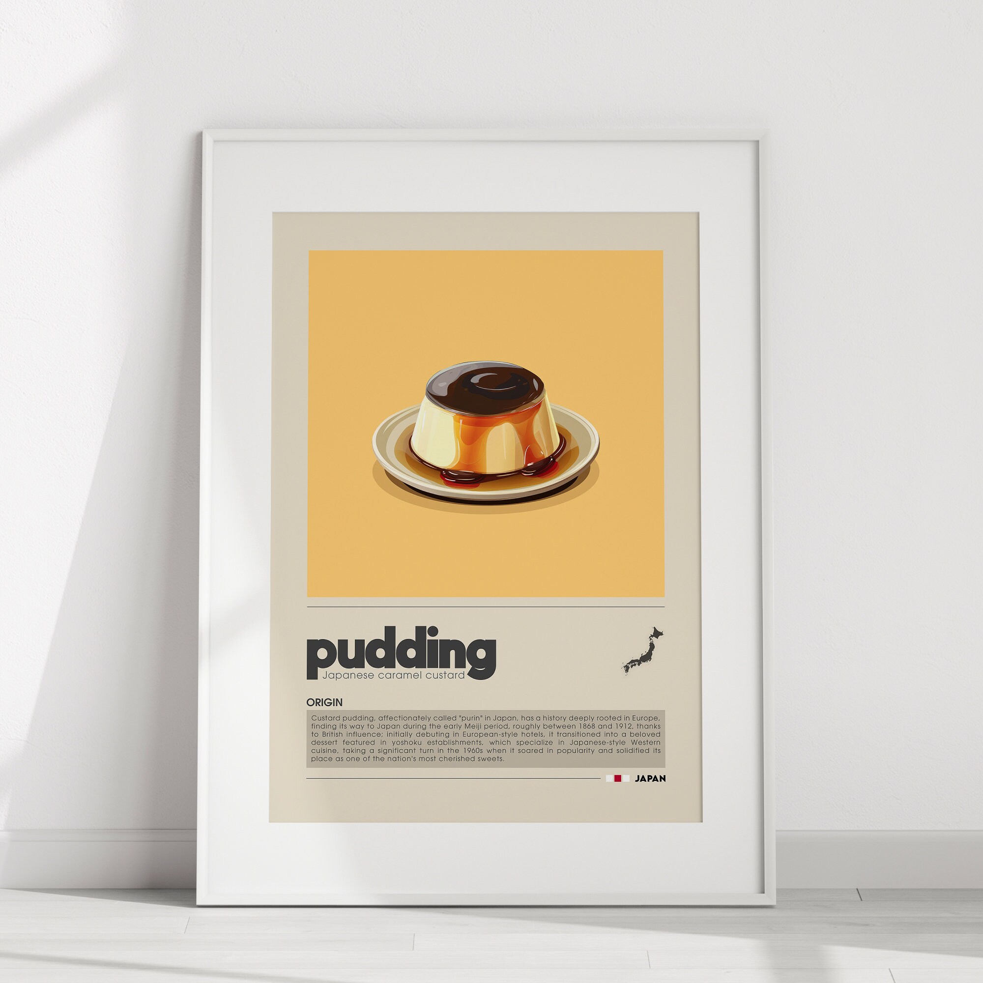 Pudding Poster Minimalist Japanese Dessert Art Deco Kitchen, Cafe, Bakery Wall Decor Digital ...