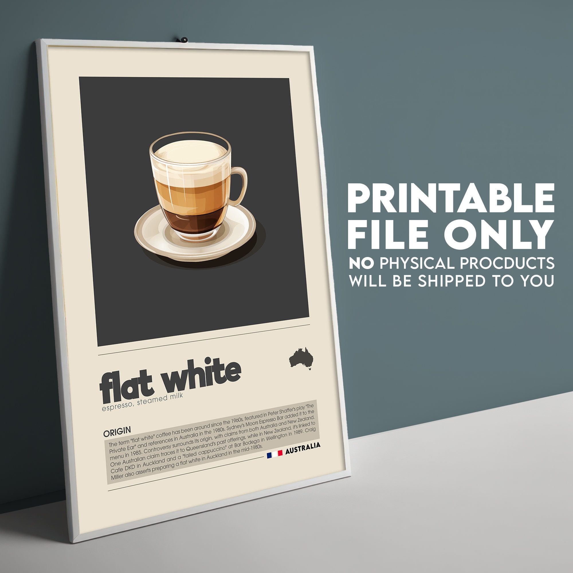 Flat White Coffee Art Print: Minimalist Cafe Decor (digital Download ...