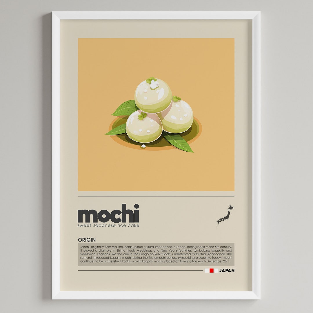 Mochi Poster | Minimalist Japanese Dessert Art Deco | Kitchen, Cafe ...