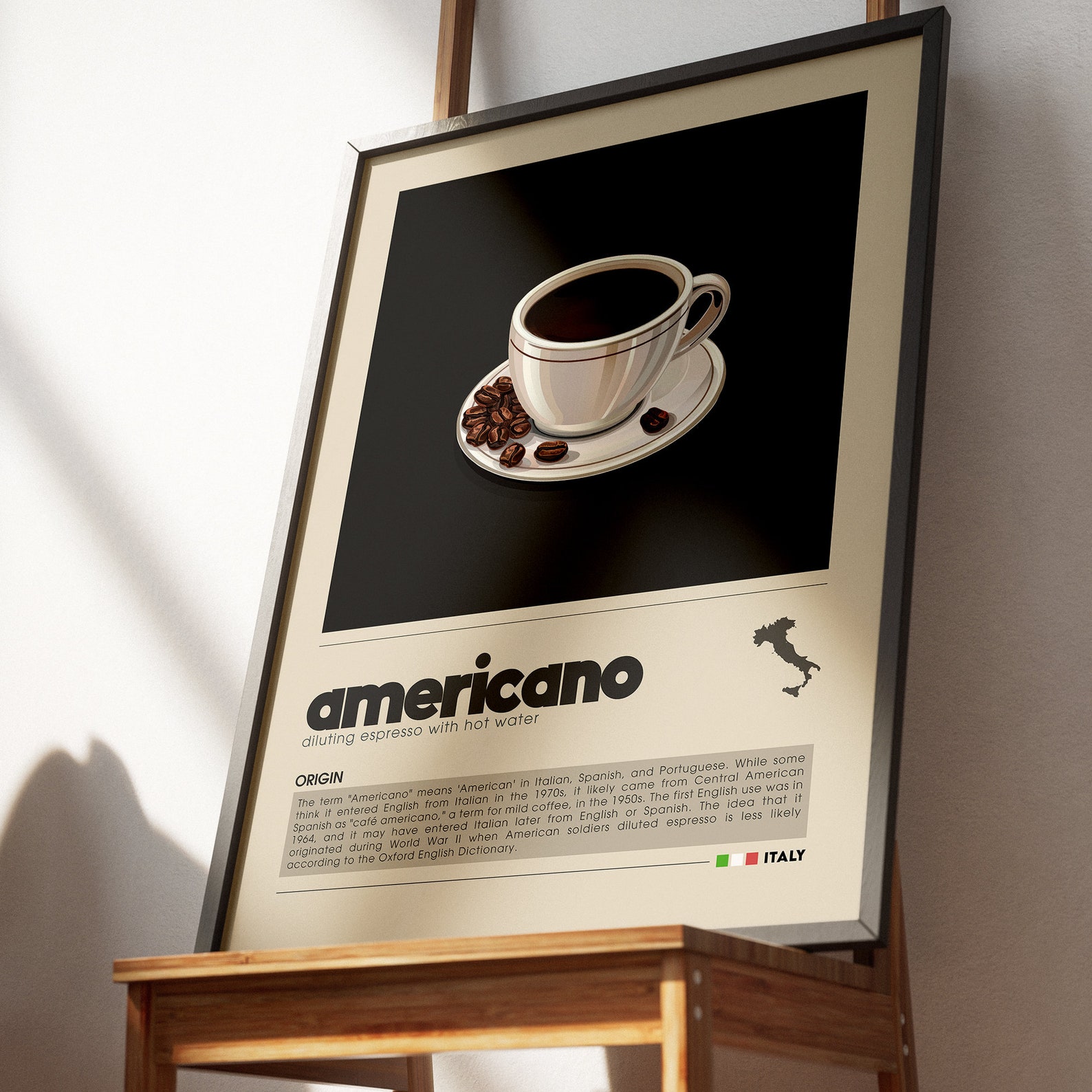 Americano Poster | Italian Coffee | Minimalist Wall Decor | Printable ...