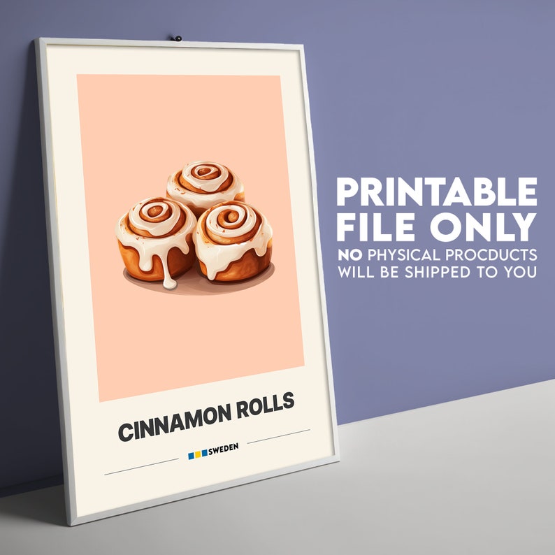 Cinnamon Rolls Poster | Swedish Dessert | Minimalist Cafe Decor ...