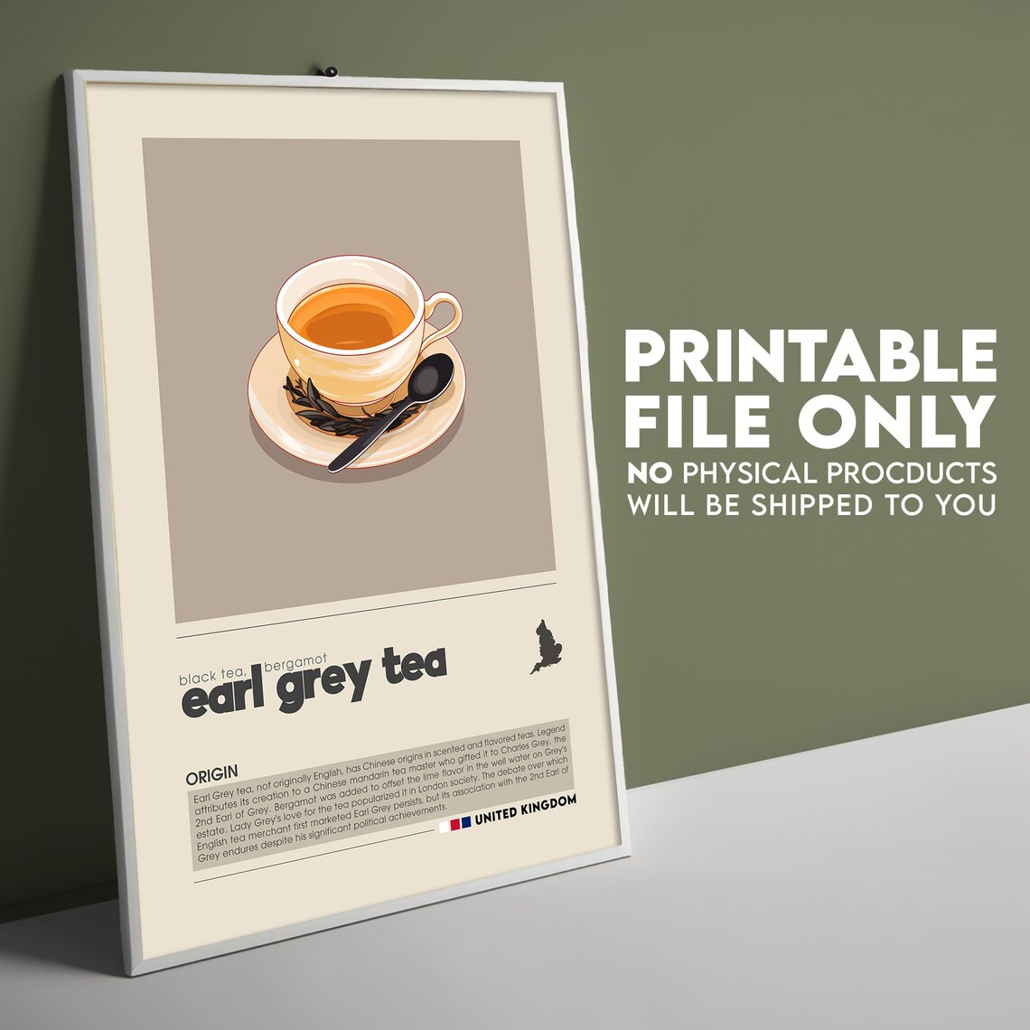 Earl Grey Tea Poster Minimalist Drink Art Classic European Tea Print ...