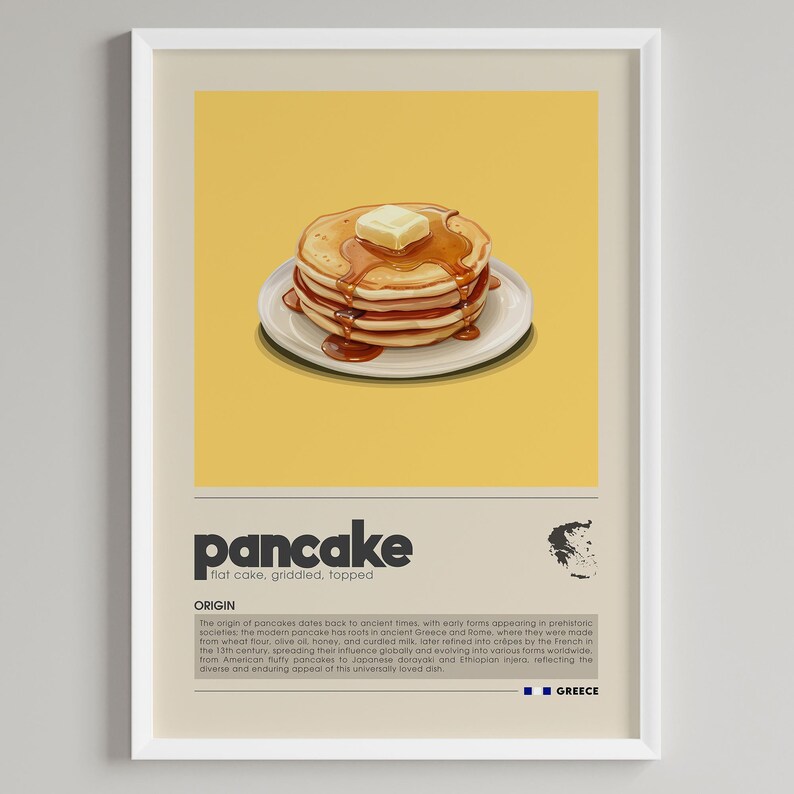 Pancakes Poster | Greek Dessert | Minimalist Kitchen Cafe Decor ...