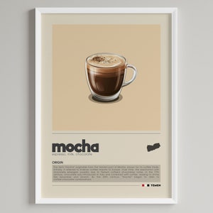 Mocha Poster Yemenis Coffee Minimalist Cafe Decor Printable Digital ...