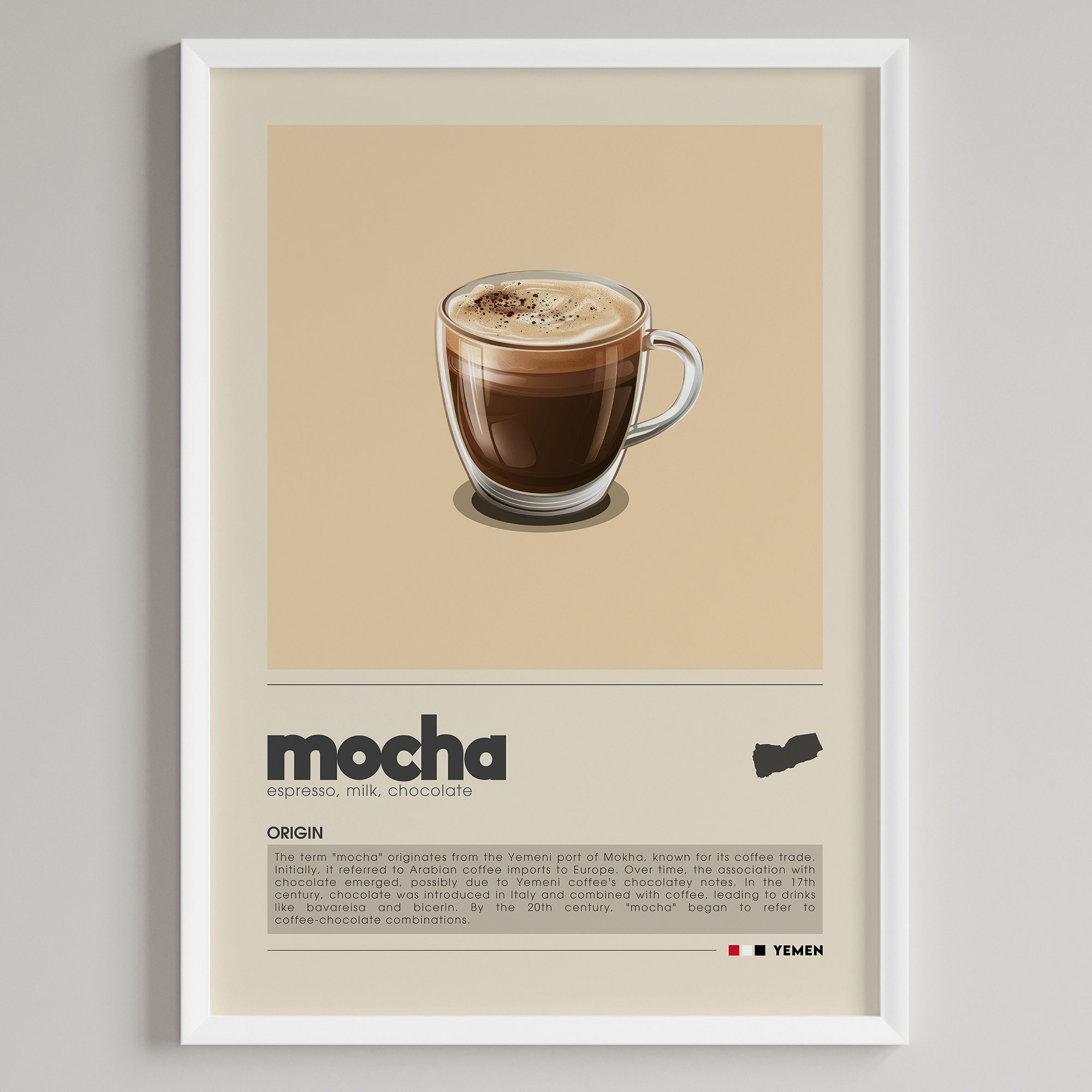 Mocha Poster Yemenis Coffee Minimalist Cafe Decor Printable Digital ...