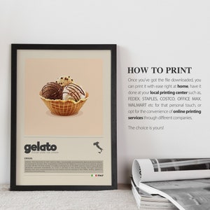 Gelato Poster | Italian Dessert | Minimalist Cafe Decor | Printable ...