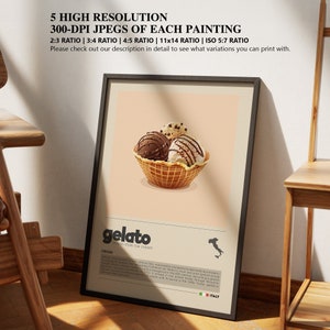 Gelato Poster | Italian Dessert | Minimalist Cafe Decor | Printable ...