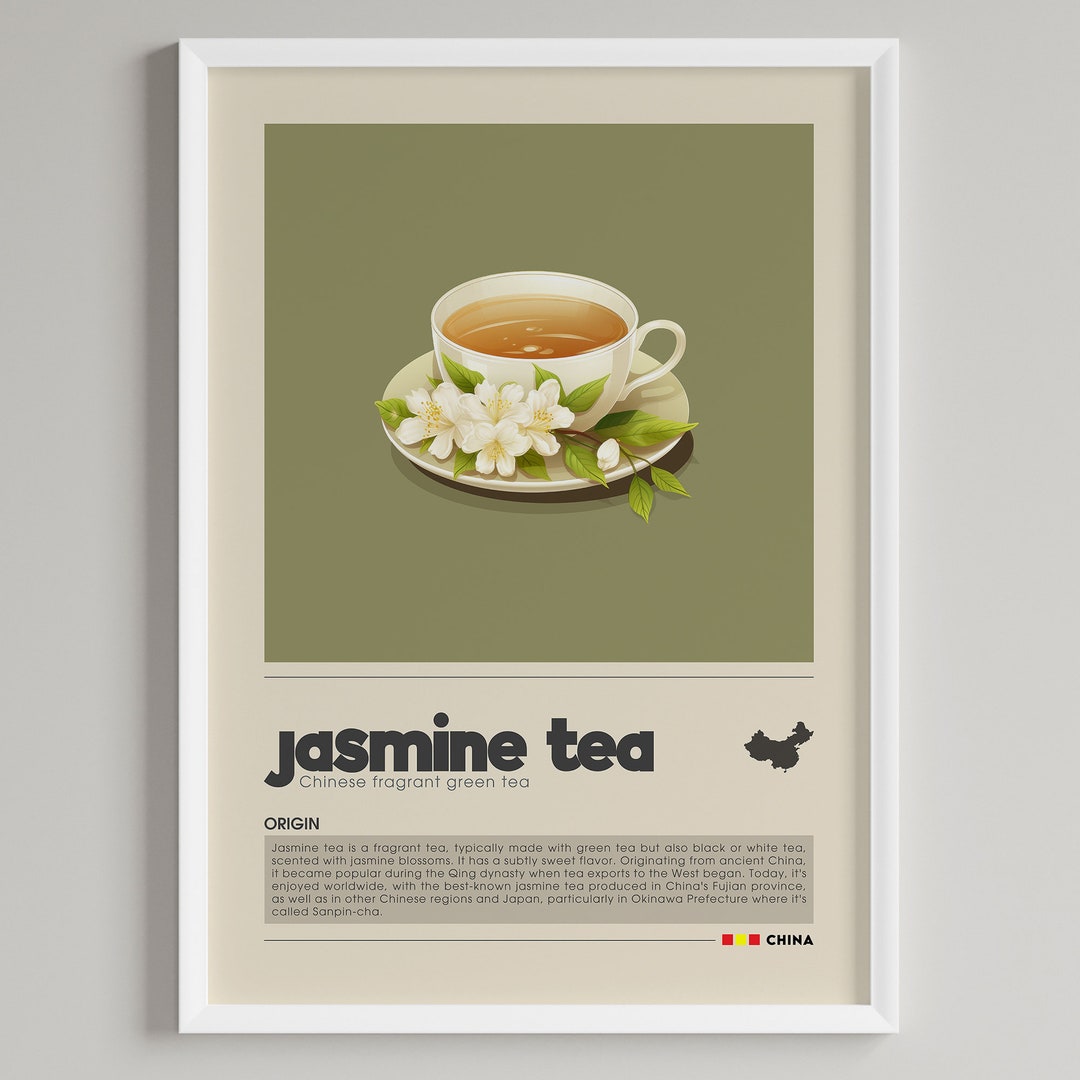 Jasmine Tea Poster | Minimalist Drink Art | Classic Chinese Tea Print ...