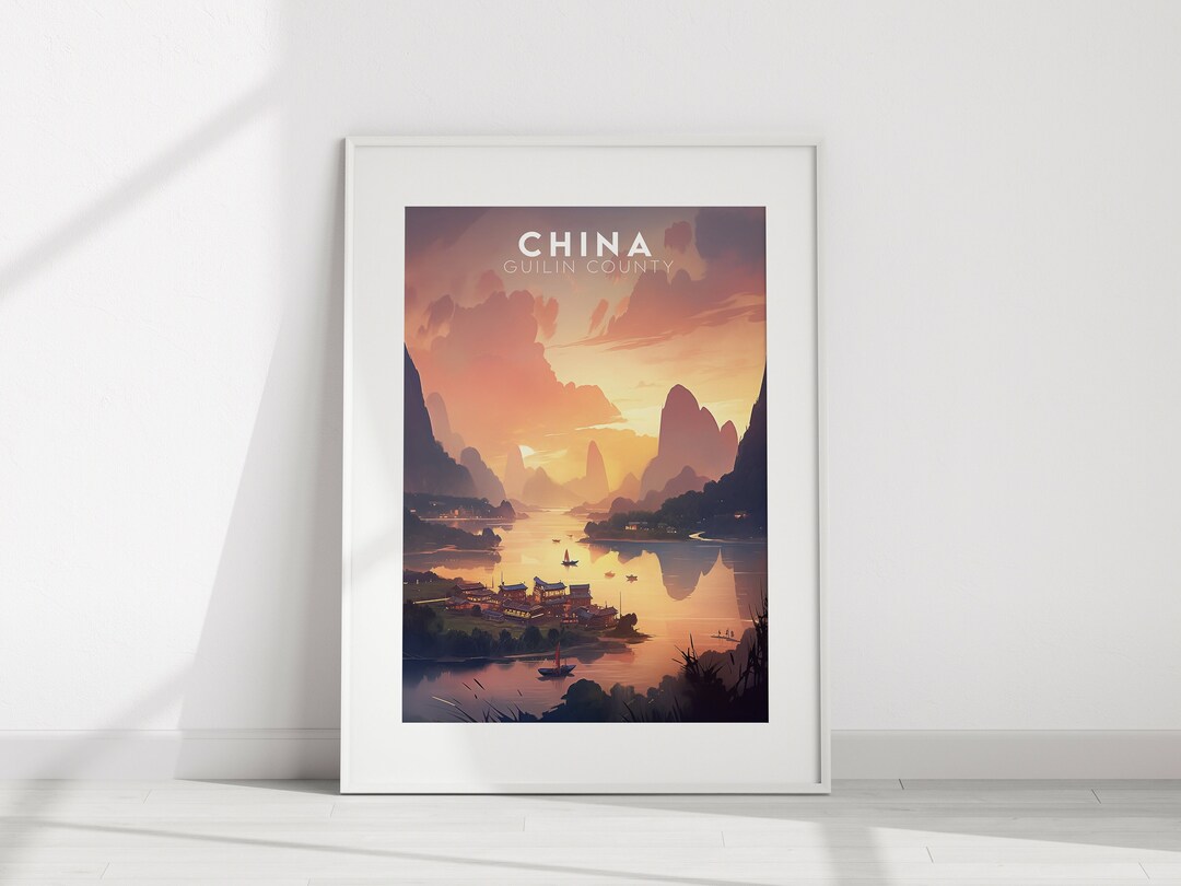 Guilin China Art Print: Iconic Landmark Travel Poster (digital Download ...