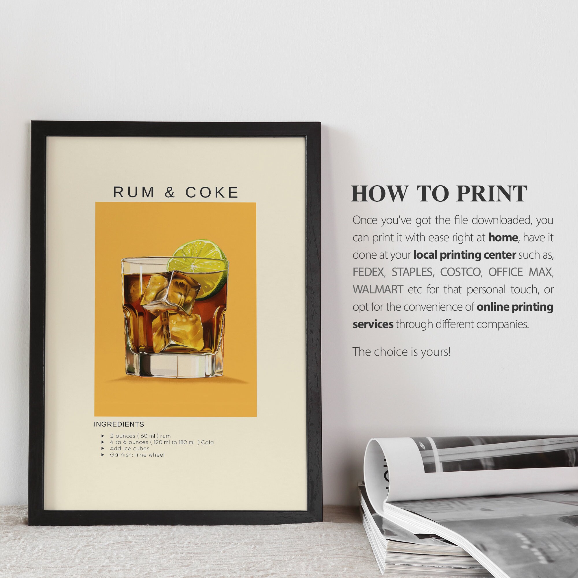 Rum & Coke Cocktail Poster - Etsy