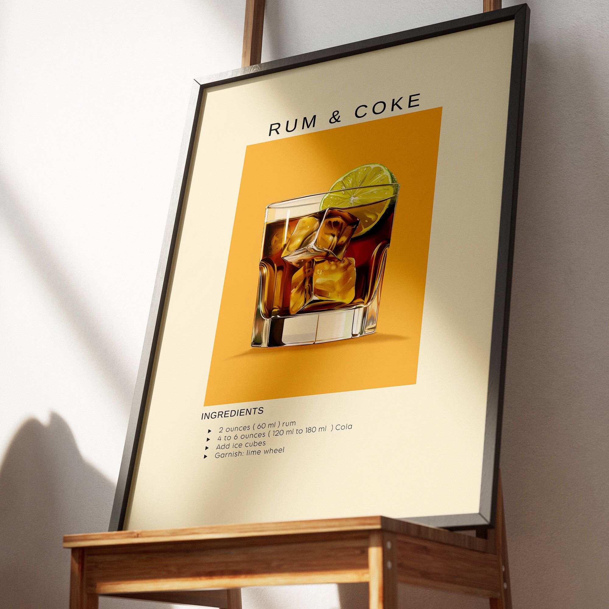 Rum & Coke Cocktail Poster - Etsy