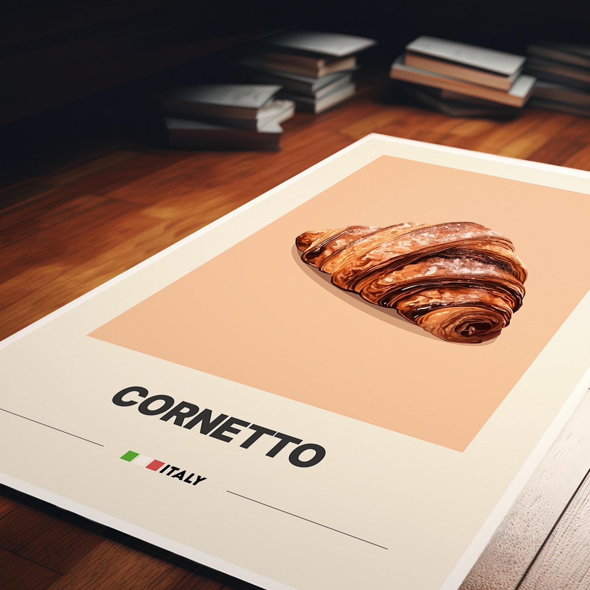 Cornetto Poster | Italian Dessert | Minimalist Cafe Decor | Printable ...