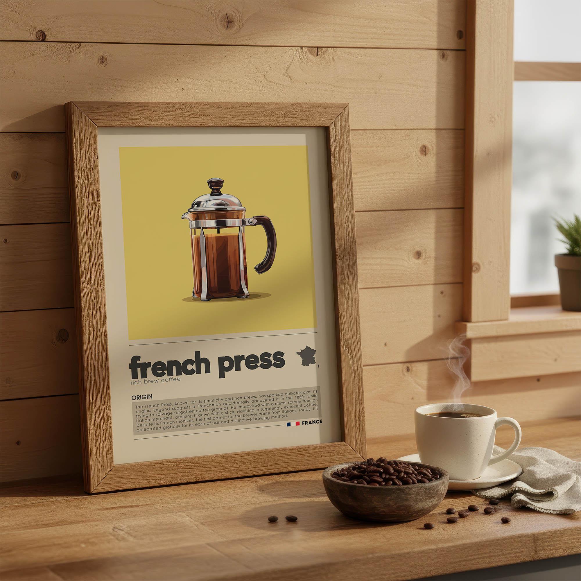 French Press Coffee Poster | Minimalist Cafe Decor | Printable Digital ...