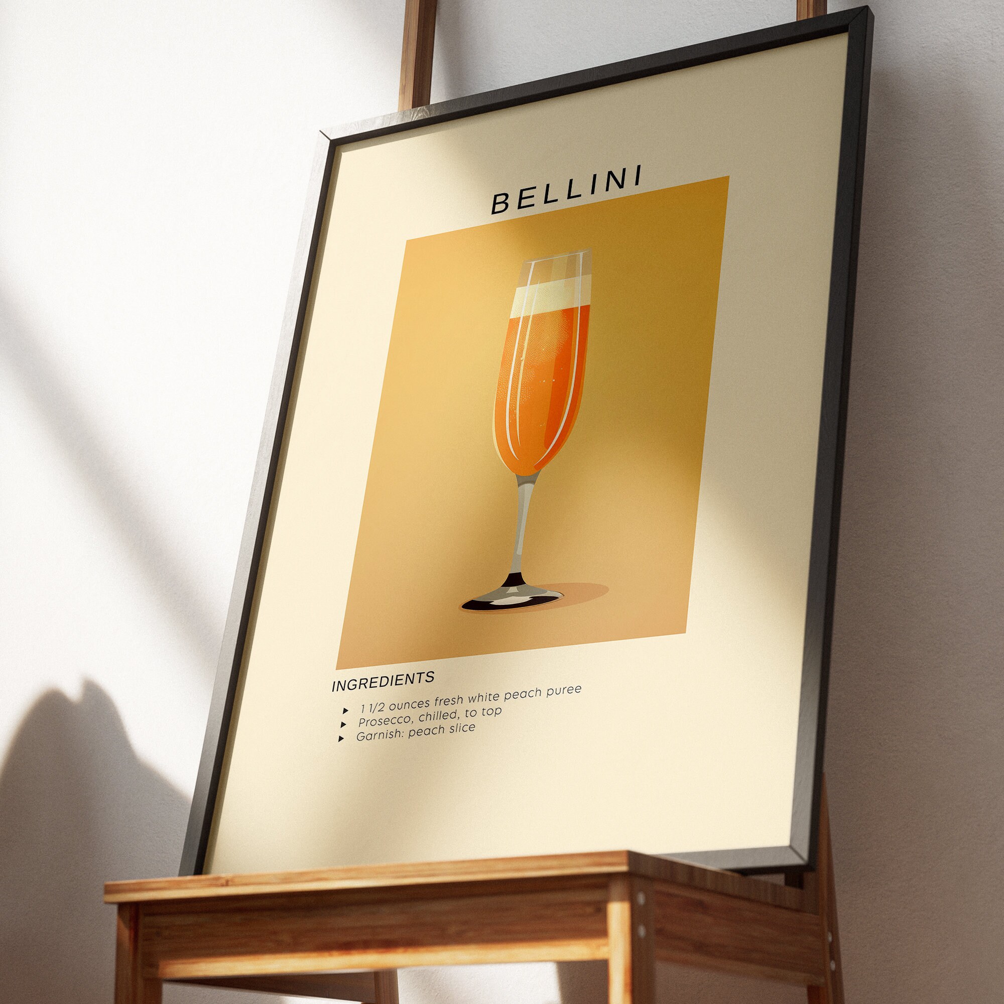 Bellini Cocktail Poster | Minimalist Bar Cart Decor | Printable Digital ...