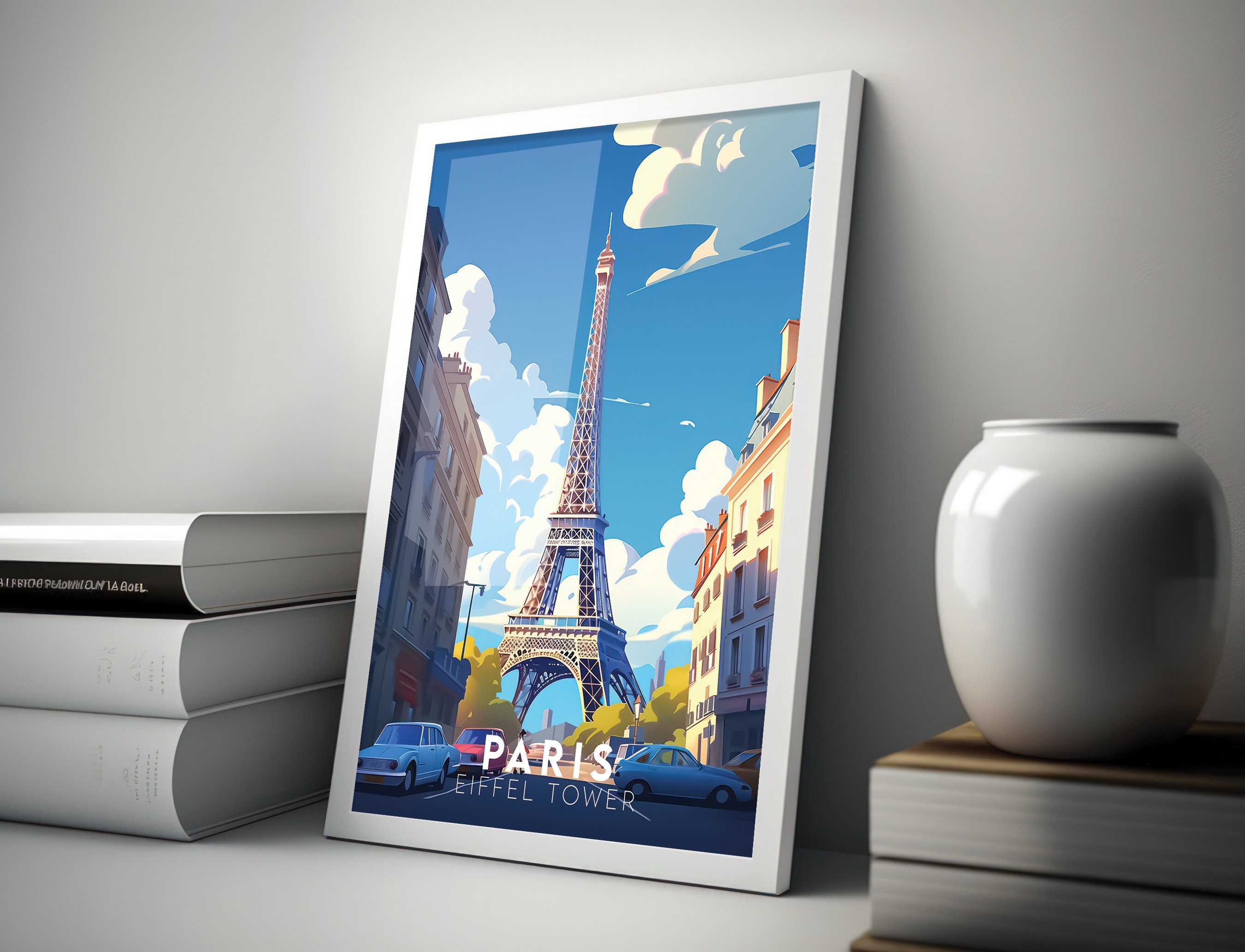 Paris France Travel Poster, Eiffel Tower Art Print, Home Decor Wall Art ...