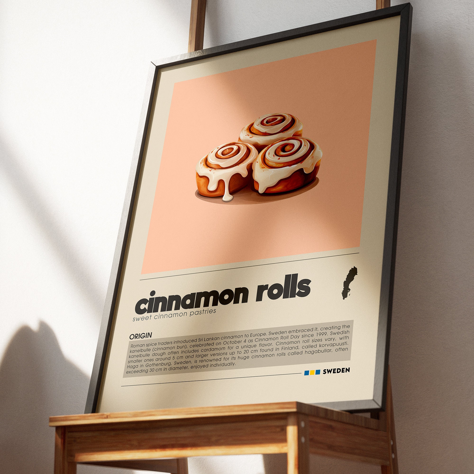 Cinnamon Rolls Poster: Minimalist Swedish Dessert Print (digital ...