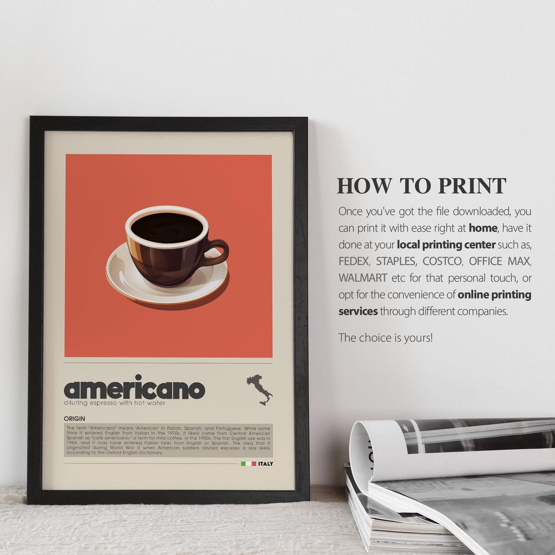 Coffee Poster Set | Minimalist Cafe Decor | Gallery Wall of 6 ...