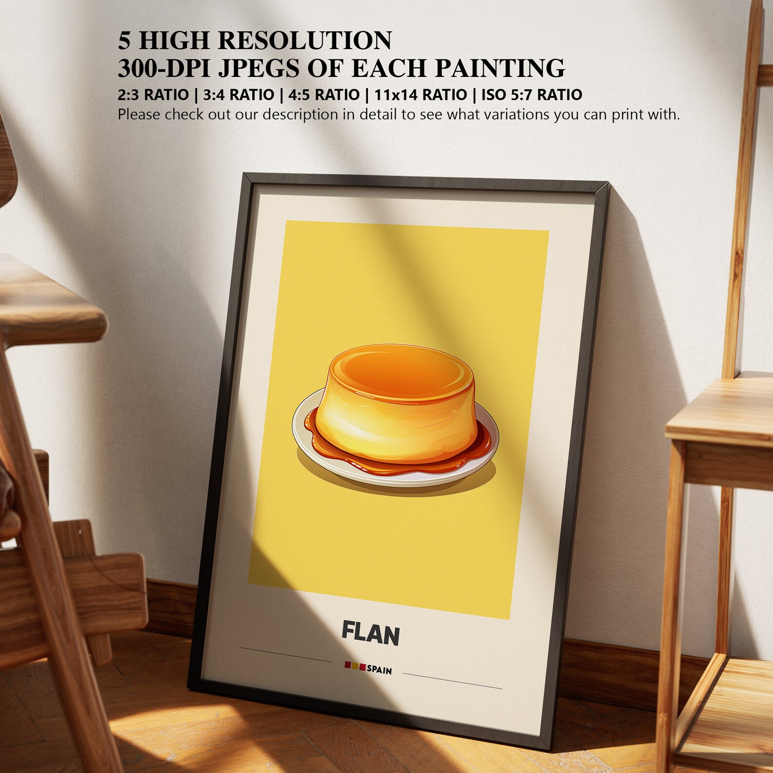 Flan Poster | Spanish Dessert | Minimalist Cafe Decor | Printable ...