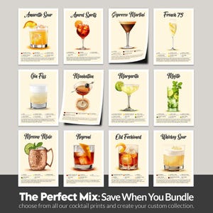 Printable Mojito Recipe Card Set: Bar Cart Art (digital Download 5x7 ...