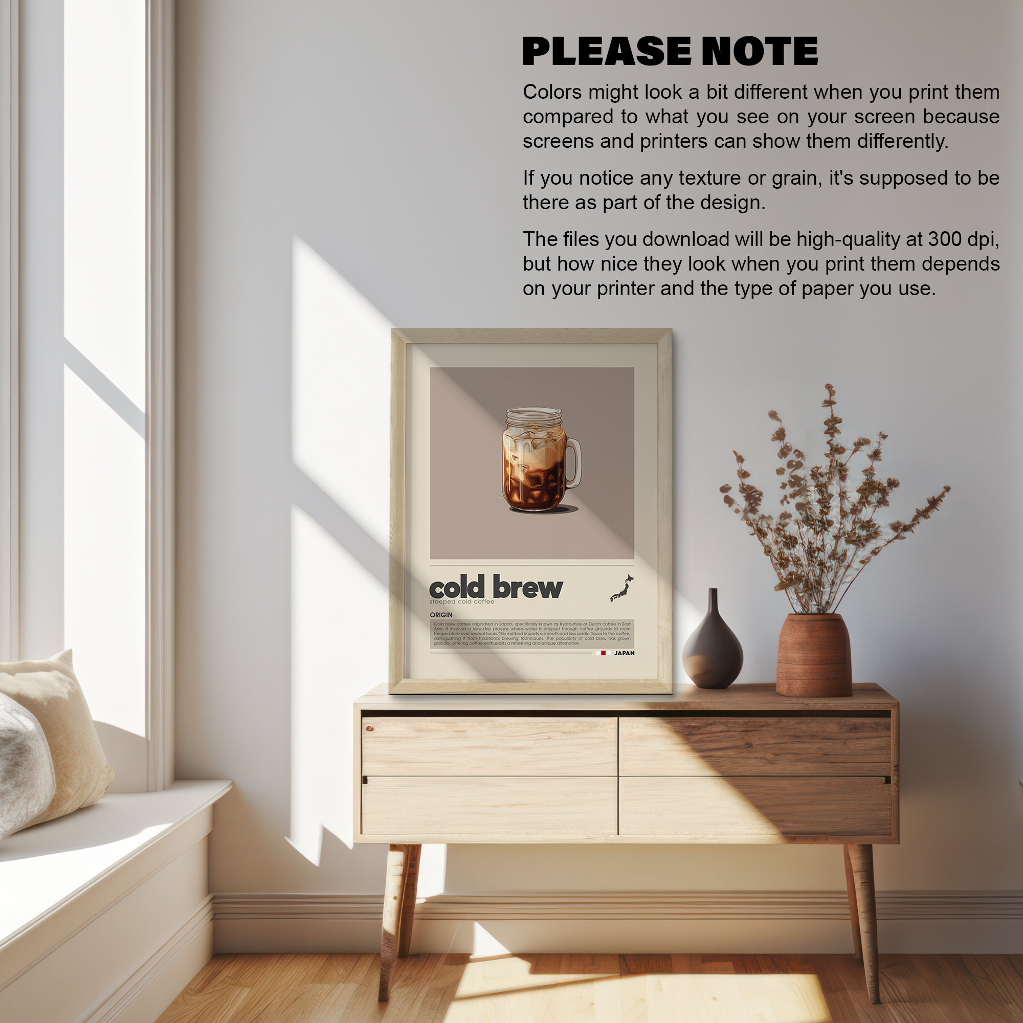 Cold Brew Poster Minimalist Japanese Coffee Art Caffe Illustration Cafe ...