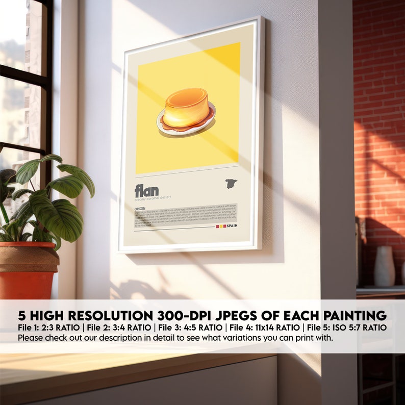 Flan Poster: Minimalist Spanish Dessert Art (digital Download) - Etsy