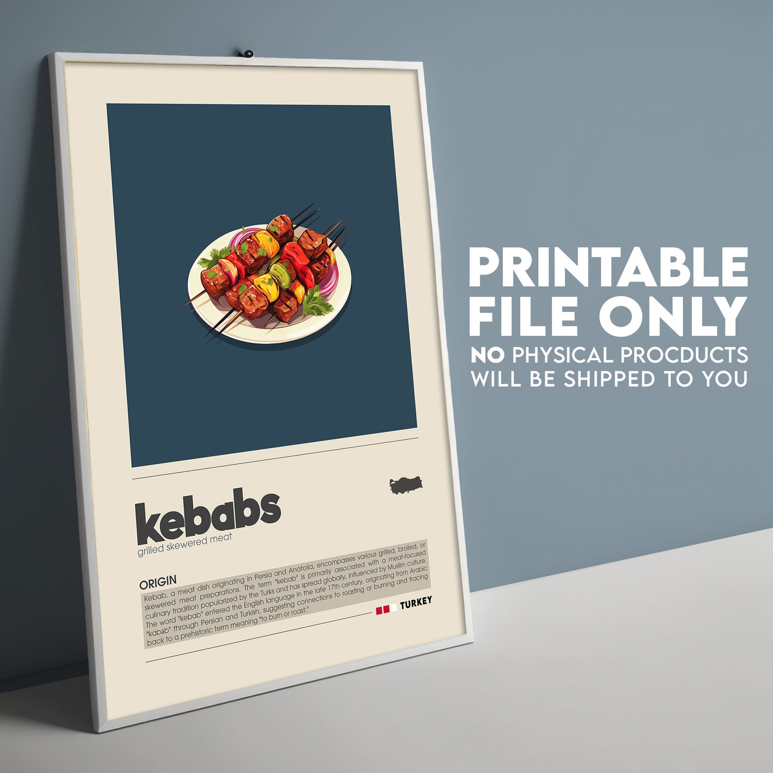 Kebabs Art Print: Middle East Food Poster (digital Download) - Etsy