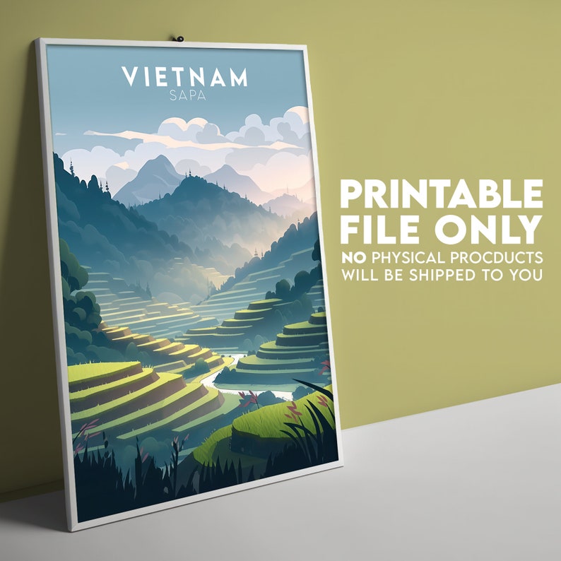 Sapa Vietnam Travel Poster | Home Wall Decor | Printable Digital ...