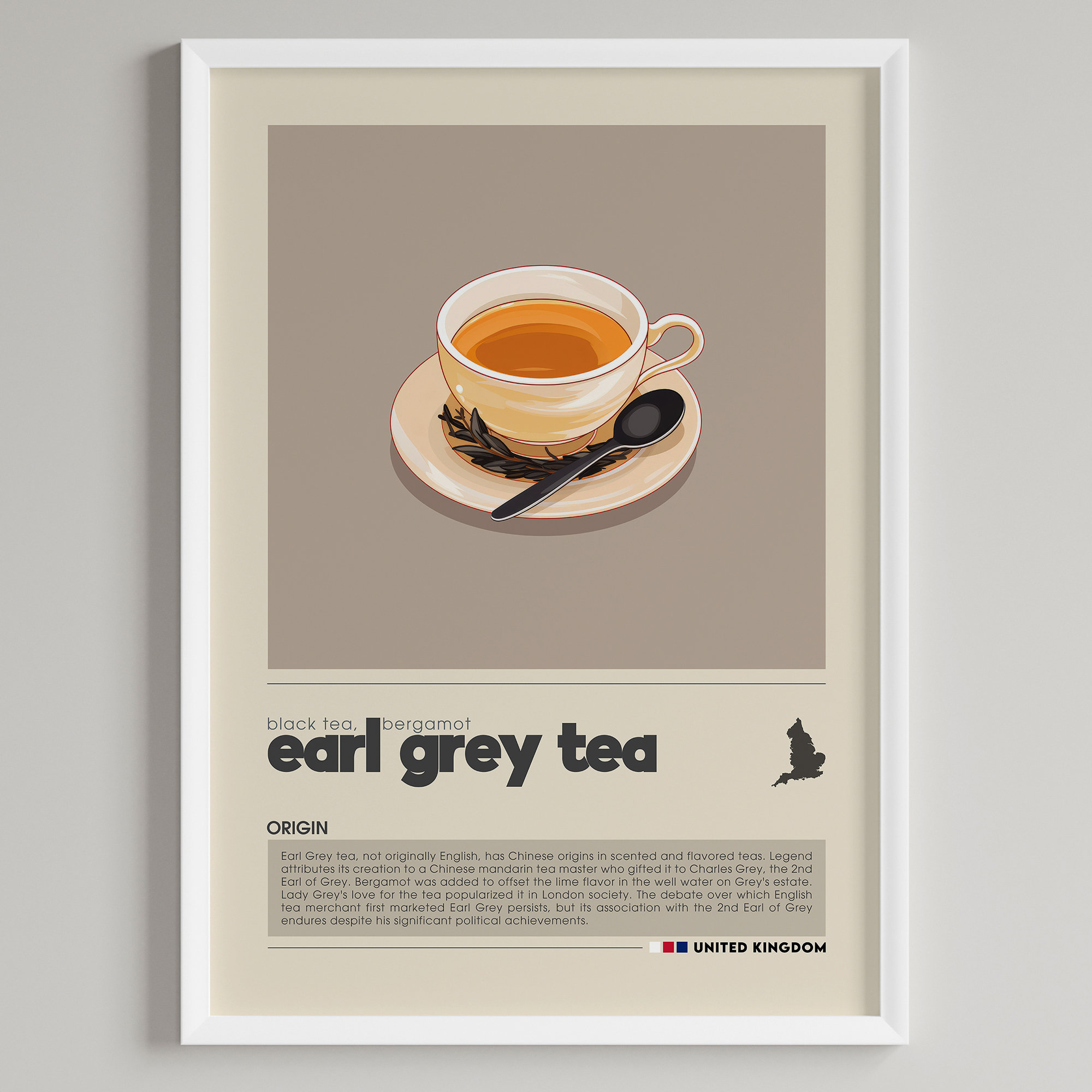 Earl Grey Tea Poster | Minimalist Drink Art | Classic European Tea ...
