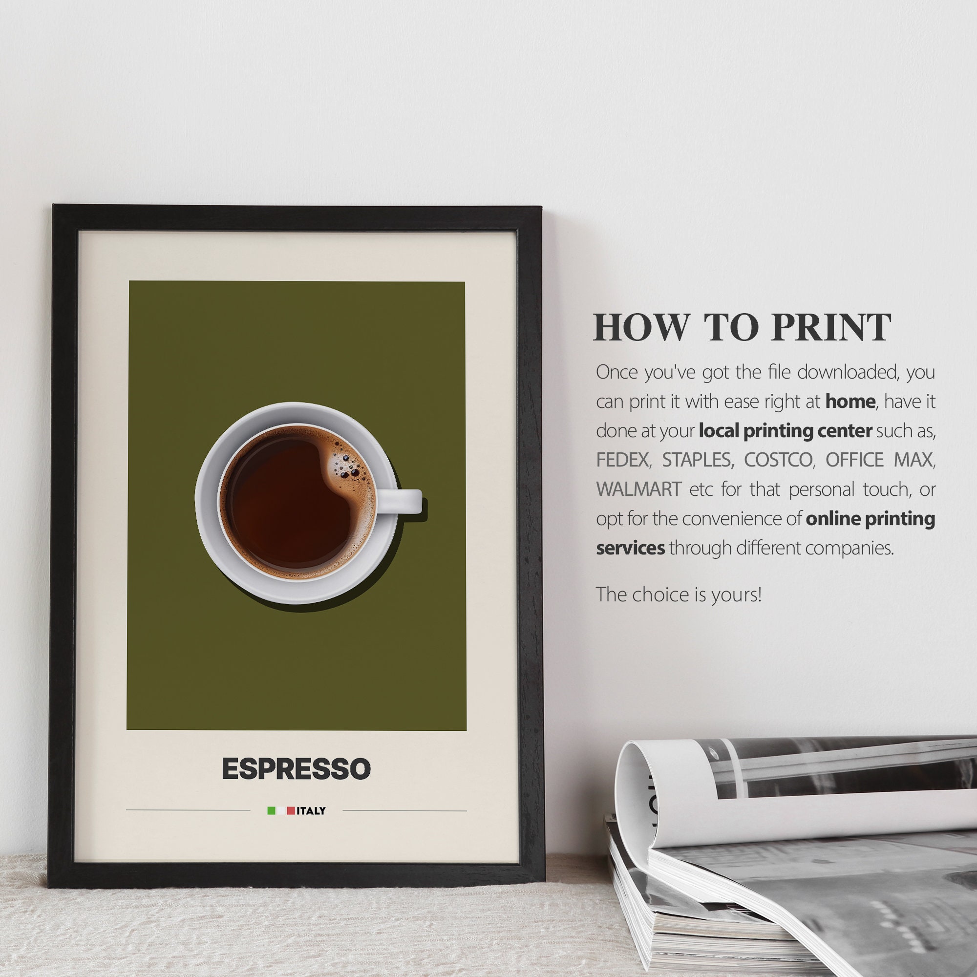 Italian Coffee Art Print Set of 6: Minimalist Cafe Decor (digital ...