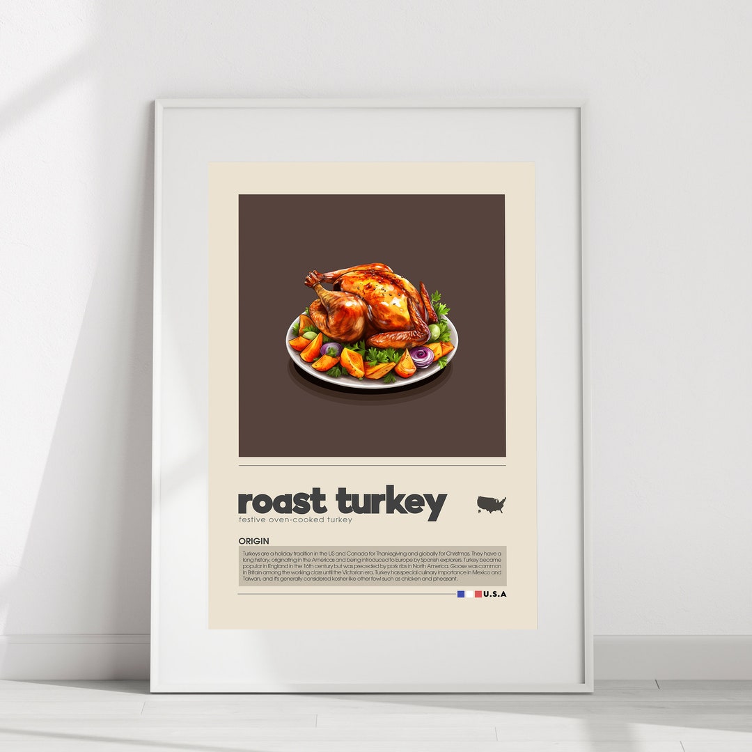 Roast Turkey Poster American Food Art Kitchen & Cafe Wall Decor ...