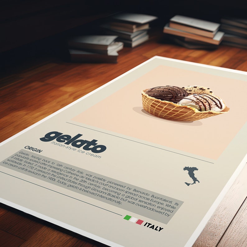 Gelato Poster | Italian Dessert | Minimalist Cafe Decor | Printable ...