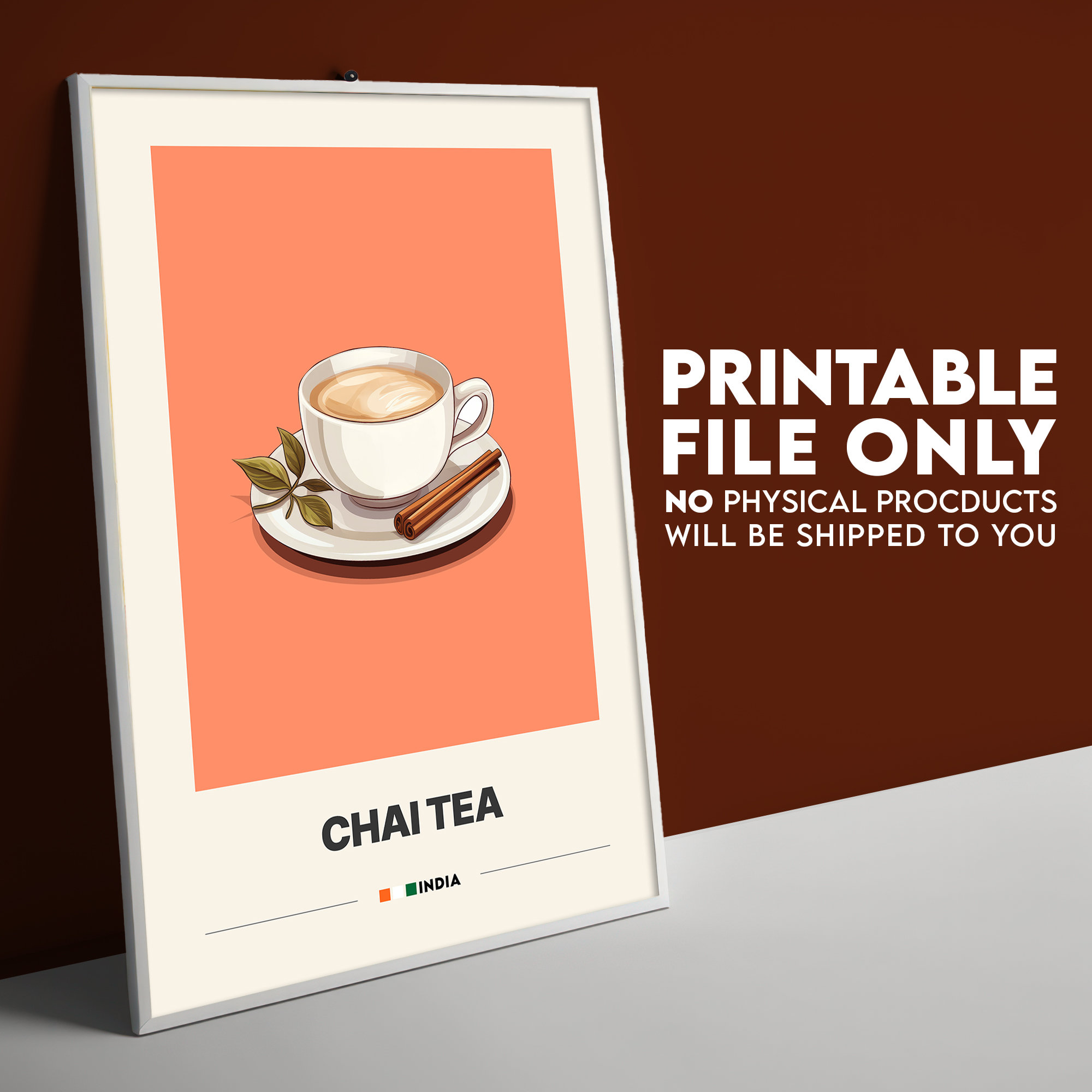 Chai Tea Poster | India Tea | Minimalist Cafe Decor | Printable Digital ...