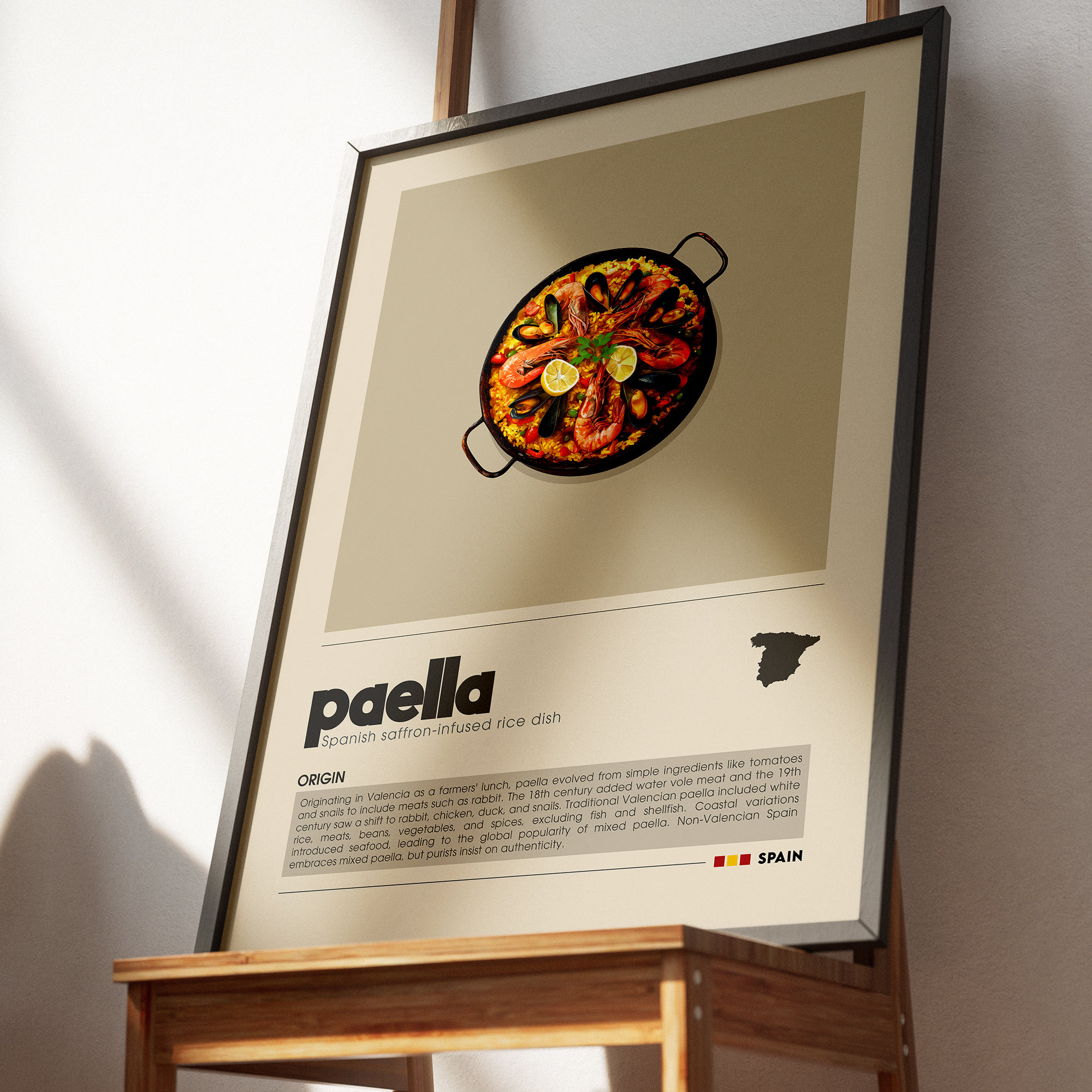 Paella Art Deco Poster: Minimalist Spanish Food Print (digital Download ...