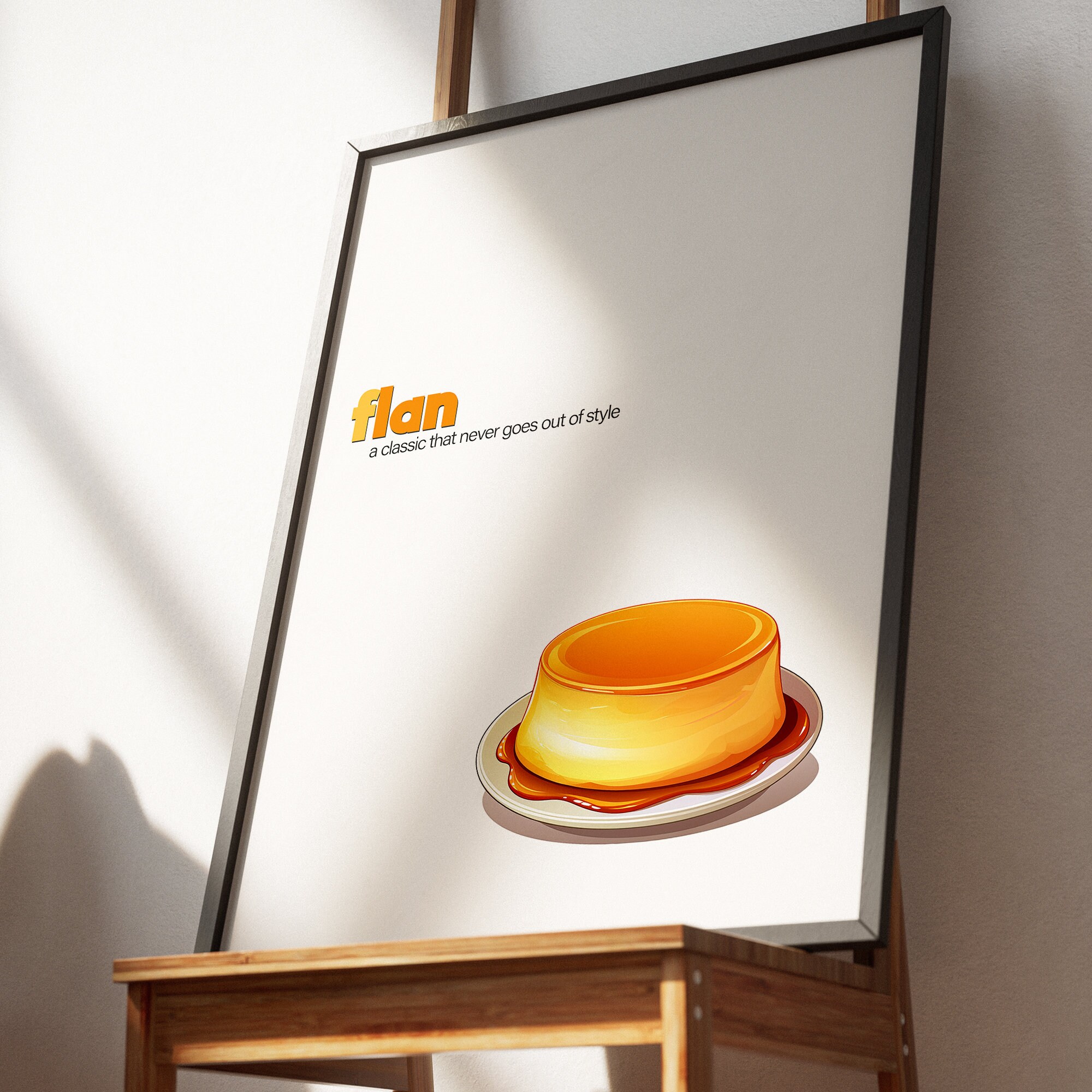 Flan Poster: Spanish Food Art, Minimalist Kitchen Decor (digital ...