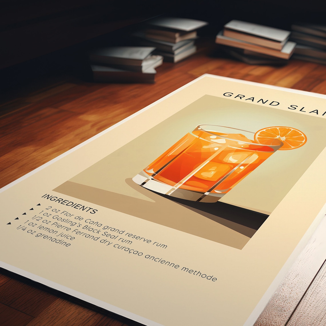 Grand Slam Cocktail Art Print Bar Cart Wall Decor Printable Alcohol ...